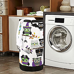 Oyihfvs St Patrick's Day Seamless Owls on Tree Branches on White Backpack Laundry Bag, Laundry Backpack with Shoulder Straps, Waterproof Nylon Clothes Hamper Bag for Men Women Yoga Backpack