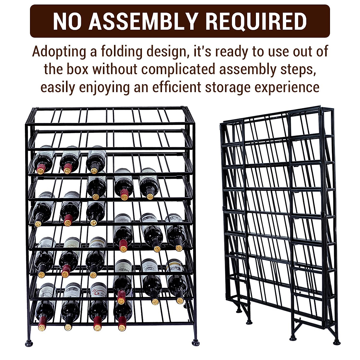 MyGift Black Metal Wine Rack Freestanding Floor Stand, 9 Tier Beverage Bottle Storage Shelf - Holds up to 54 Bottles