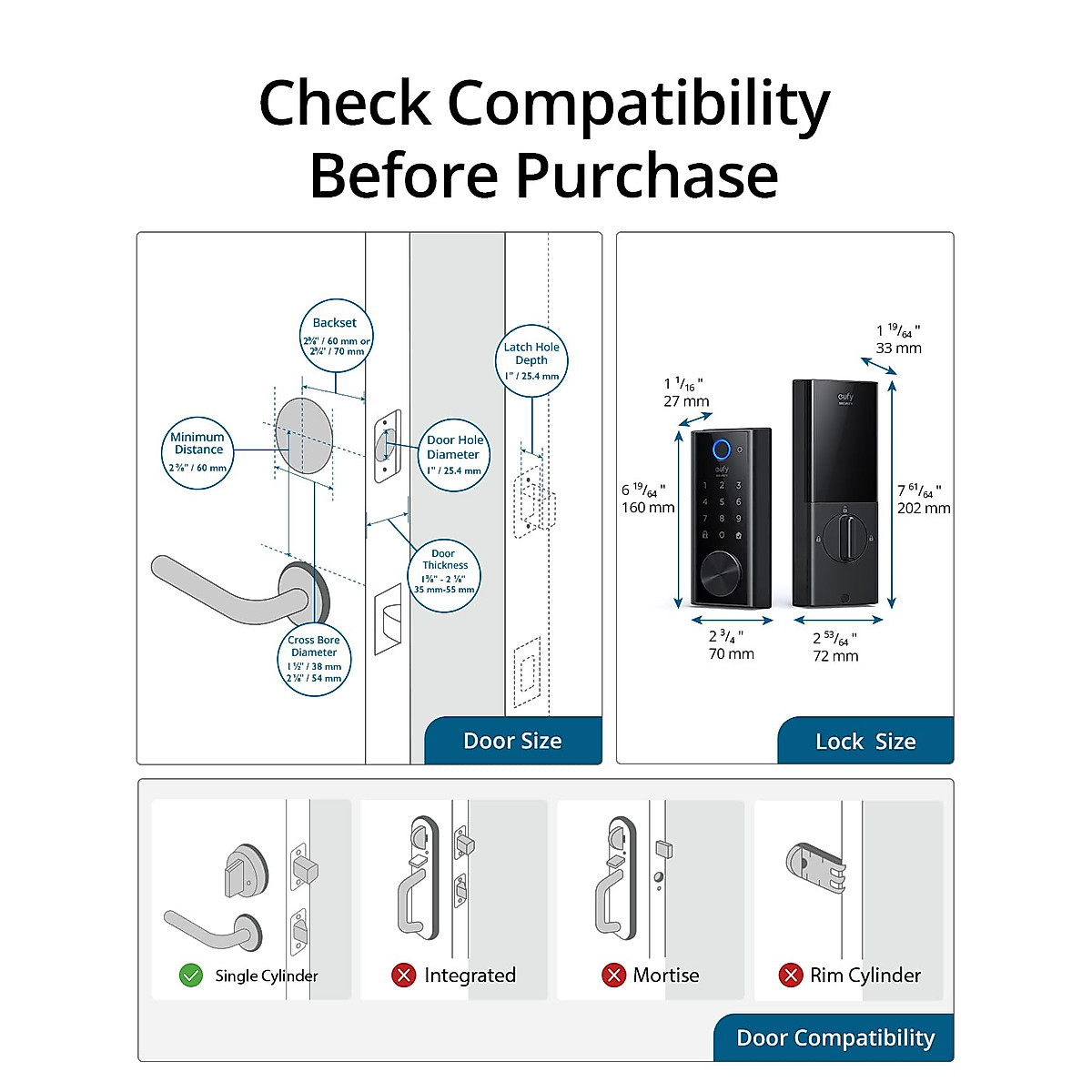 eufy Security S230 Smart Lock Touch & Wi-Fi, Fingerprint Scan, Keyless Entry Door Lock, Smart Built-in Wi-Fi Lock, Bluetooth Electronic Deadbolt, Touchscreen Keypad, BHMA Certified, IP65 Weatherproof