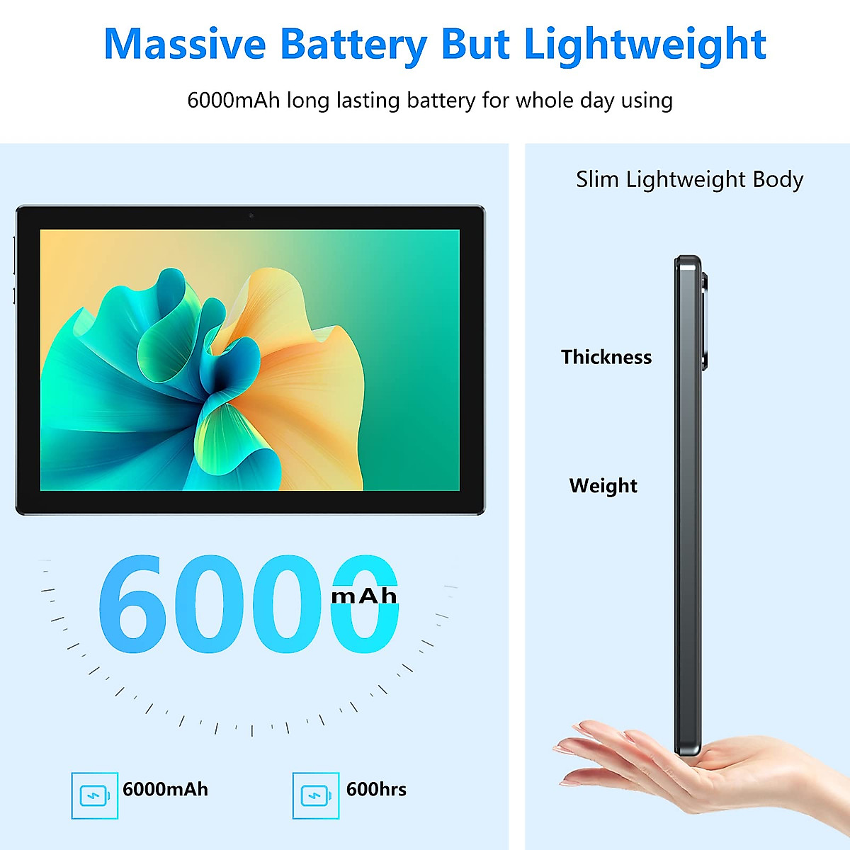 HOTTABLET Tablet with Keyboard, 2 in 1 Tablet 10 inch, 6GB RAM 128GB ROM 1T Expansion Tablet Android, 2.4Ghz/5Ghz/wifi 6 Tablet PC, IPS Screen, Dual Camera, 6000mAh Battery, with Case, Stylus, Black