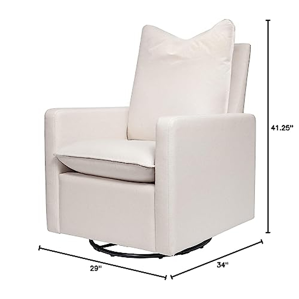 Babyletto Cali Pillowback Swivel Glider in Performance Plastic Cream Eco-Weave, Water Repellent & Stain Resistant, Greenguard Gold and CertiPUR-US Certified