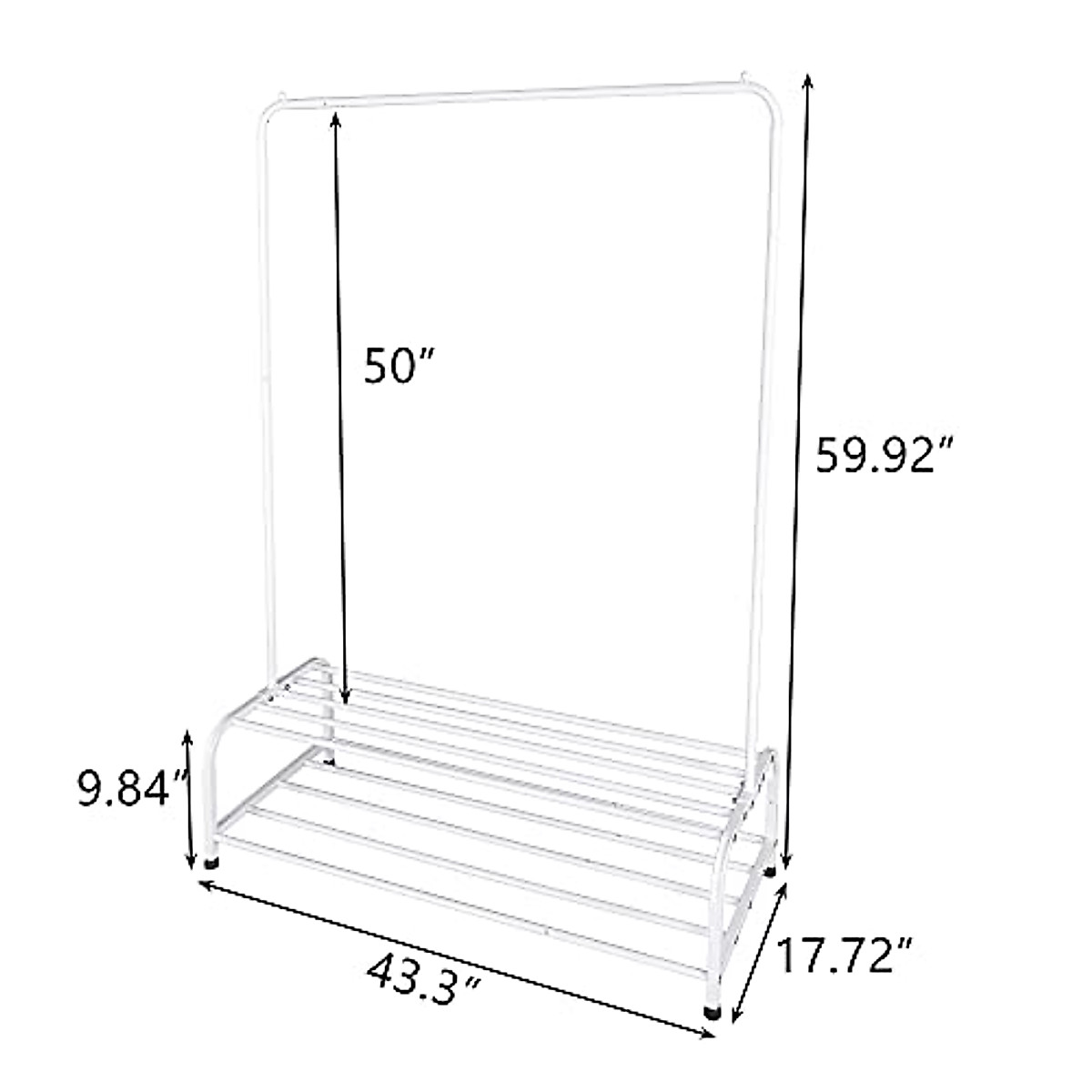 White Commercial Garment Rack,Closet Garment Rack, Heavy Duty Clothes Storage Organizer for Bedroom, Free-Standing and Closet Organizer and Storage with Hanger Rods Clothes Rack for Hanging Clothes