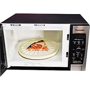 Cadie Microwave Cooking Pan - 9" Non Stick Prep Food Tray, Microwave Bacon Cooker Reheating Or Serving | Great For Leftover Meals, Pizza Pan With Sides, Bacon Tray, Sandwich, Meat | White (1 Pack)