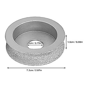 Diamond Grinding Cup Wheel, Wet Dry Diamond Cutting Grinding Disc, 7.3cm Brazed Diamond Concave Abrasive Wheel for Stone Ceramic Glass(1.5)