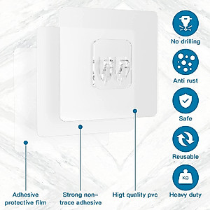 Ibuz.in Bathroom Shelf Adhesive Hooks Sticker Strong Hooks for Shower Caddy Basket Double Claw Wall Hooks Sticker for Kitchen Bathroom (7 x 7 cm) Pack of 8Pcs (8, Gold)