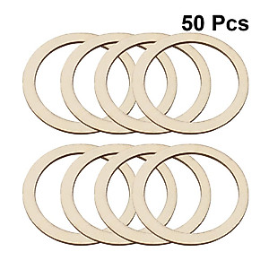 Ciieeo 50pcs Wreath Frames Unfinished Wood Pieces Rings Shape Round Wood Linking Rings Wooden Pieces for Floral Craft DIY Craft Making