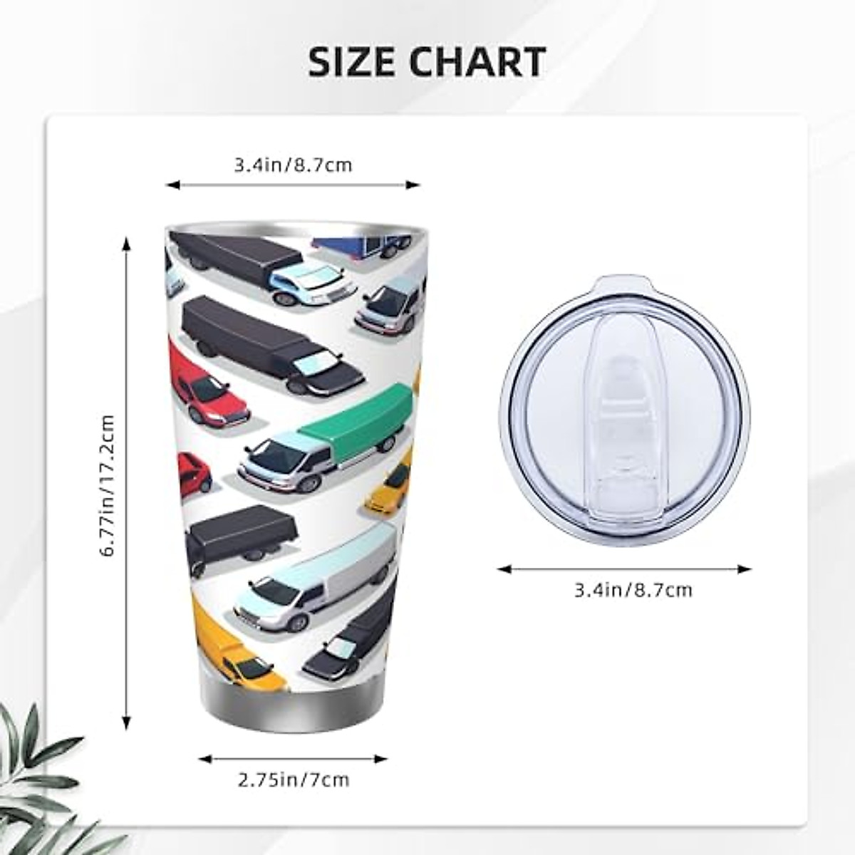 AYCZN Truck Car 20 OZ Tumbler Stainless Steel Travel Coffee Mug, Transport Insulated Water Bottle with Lid Leakproof Thermal Cup