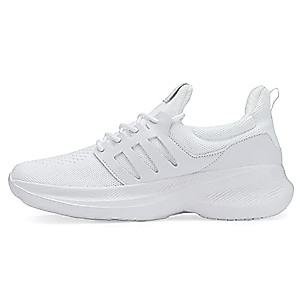 Casbeam Mens Running Shoes Light Comfort Walking Casual Sport Mesh Sneakers Work Gym Non Slip Tennis Cross Trainer White Size 8.5