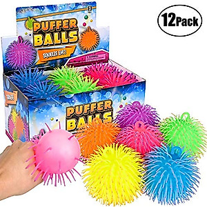 Bedwina Puffer Balls (Pack of 12) - Stress Balls Bulk, Neon Sensory Ball, Stress Relief Squishy Balls & Therapy Ball Toy for Kids for Goodie Bags, Stress Balls Bulk