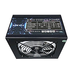 Apevia ATX-ES600-RGB Essence 600W ATX Semi-Modular Gaming Power Supply with Auto-Thermally Controlled 120mm RGB Fan, 115/230V Switch, All Protections