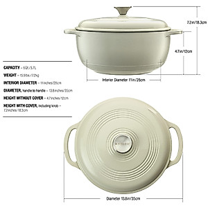 Mercer Culinary Enameled Cast Iron Round Dutch Oven, 6 qt., White