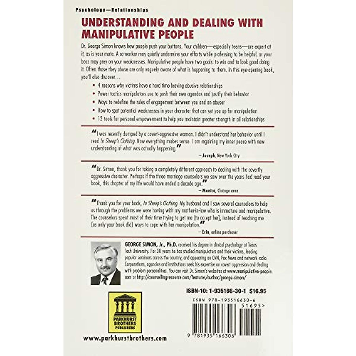 In Sheep's Clothing: Understanding and Dealing with Manipulative People