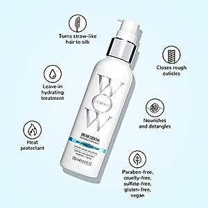 Color Wow Dream Cocktail Coconut Infused – No frizz leave in conditioner turns dry, damaged hair to silk in a single blow dry; Coconut oil complex detangles, silkens; heat protection; closes cuticles