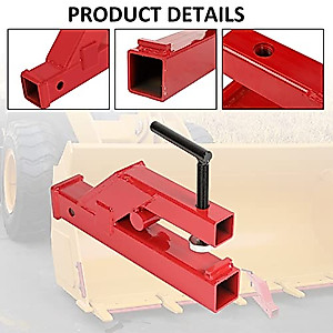 Gooeap Clamp On Trailer Hitch Tractor Ball Bucket Trailer Receiver Hitch 2" Hitch Mount Adapter Compatible with Deere Bobcat Tractor Bucket Red