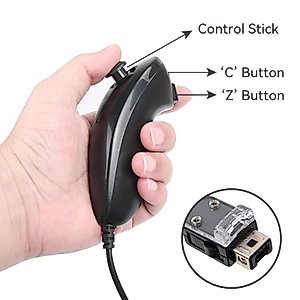 2 Pack Wii Remote with Wii Motion Plus Inside | Shock Wii Nunchuk Controller | Compatible Nintendo Wii, Wii U