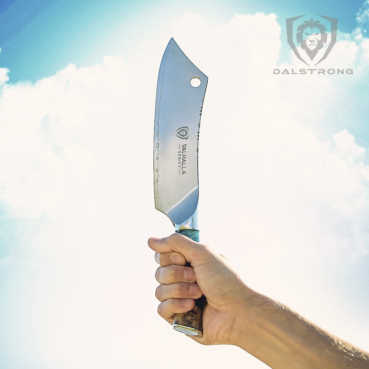 Dalstrong Chef & Cleaver Hybrid Knife - The 'Crixus' - 8 inch - Valhalla Series - 9CR18MOV HC Steel - Resin & Wood Handle - Razor Sharp Chef's Knife - w/Leather Sheath