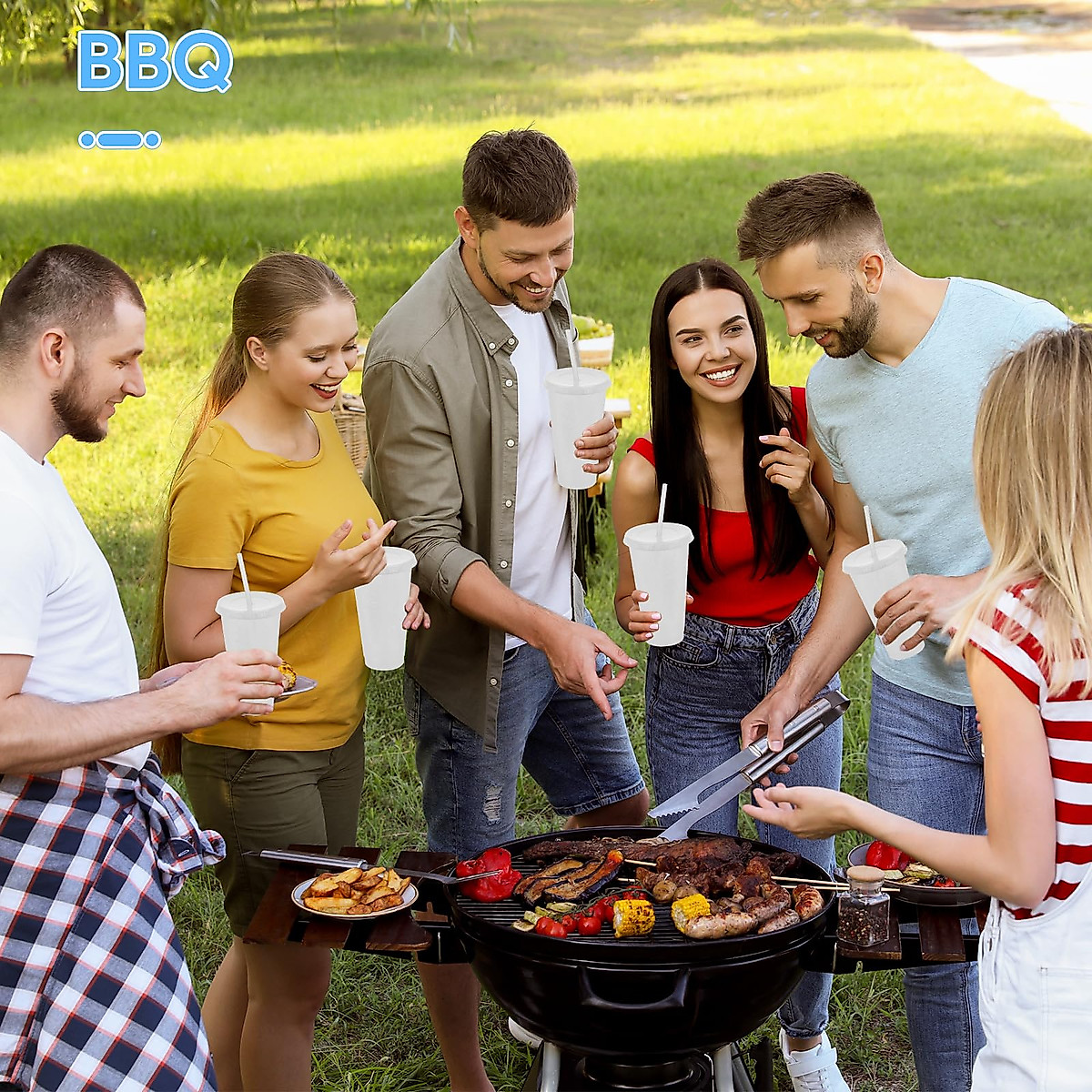 LEIFEOSH 24 Pack Plastic Tumblers with Lids and Straws, Reusable Cups with Lids Plastic Colorful Cups for Parties Birthdays, Iced Coffee Cup Travel Mug Cold Drink Cups Bulk Tumblers (24 oz, White)