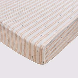 Crane Baby Soft Cotton Crib Mattress Sheet, Fitted Sheet for Cribs and Toddler Beds, Herringbone, 28”w x 52”h x 9”d