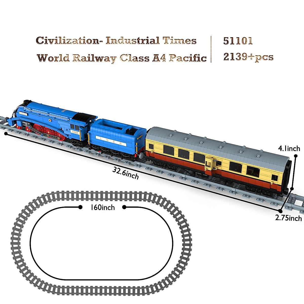 JMBricklayer Steam Train Building Blocks Sets for Adult, Remote Control Train Model with Tracks, Class A4 Pacifics Mallard Large Train Set Display, Ideal Gifts for Train Lovers(2139 Pieces)