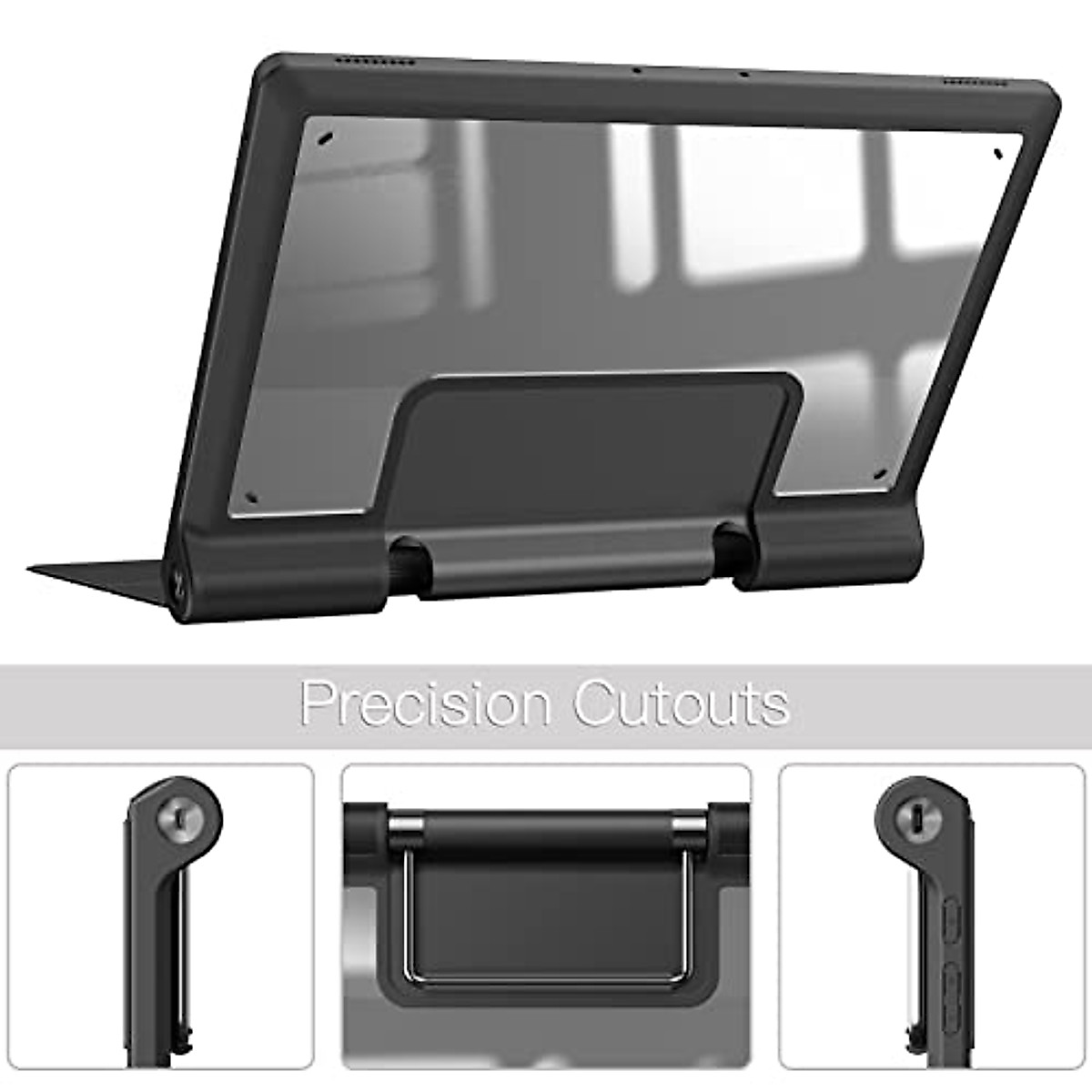 Fintie Hybrid Folio Case for Lenovo Yoga Tab 13 2021, Shockproof Cover with Clear Transparent Back Shell for Lenovo Yoga Tab 13" Tablet (YT-K606F), Black