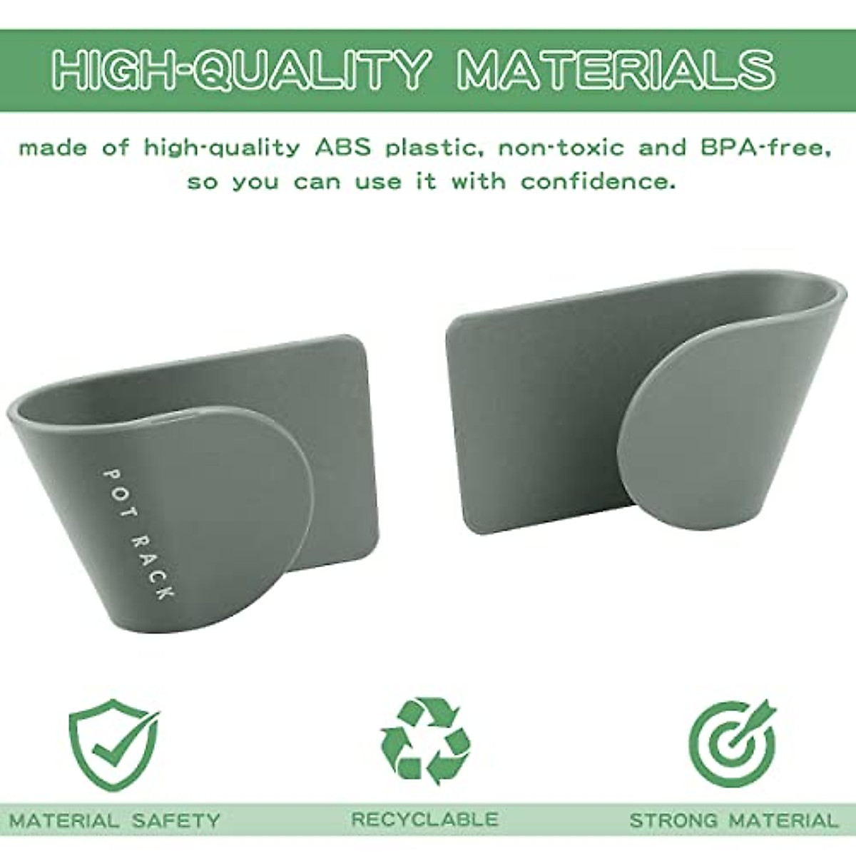 DOERDO 6 Pairs of Wall Mount Pot Lid Organizer, Cabinet Door Organizer Pot Hangers for Kitchen Wall Mount, Adjustable Lid Holder for Kitchen Wall (Dark Green)