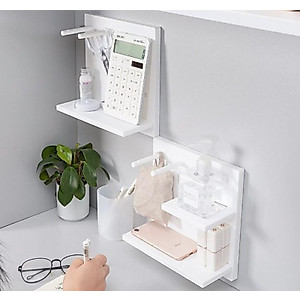 Wall Floating Shelves White 2 Pack Self Adhesive Wall Shelves Bathroom Makeup Wall Organizer Wall décor Wall Mounted Plastic Storage Bins Shelf (White)