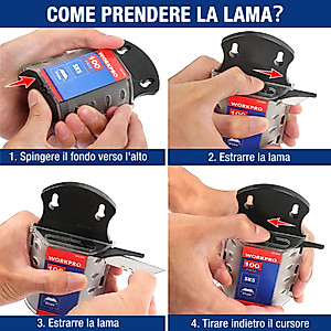 WORKPRO Utility Knife Blades SK5 Steel 100-Pack with Dispenser and Folding Utility Knife with Axis Lock