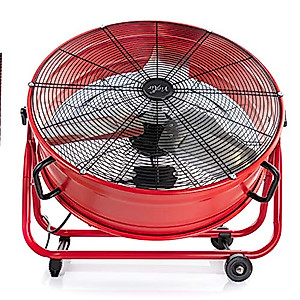 Vie Air 24 Inch Commercial Floor Drum Fan in Red