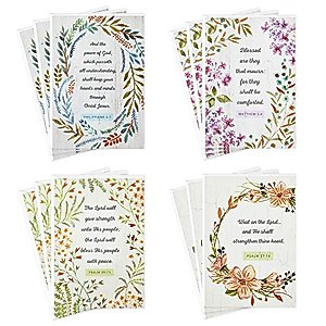 DaySpring Assorted Religious Sympathy Cards, Floral Wreaths (12 Cards with Envelopes)
