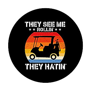 Funny Vintage Golfing Apparel They See Me Rolling Golf Cart PopSockets Swappable PopGrip