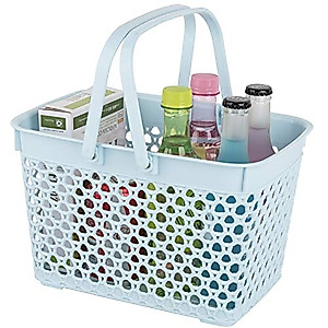 Anyoifax Portable Shower Caddy Basket Plastic Cleaning Tote with Handles Large Storage Organizer Bin for Bathroom, College Dorm, Pantry, Kitchen, Blue