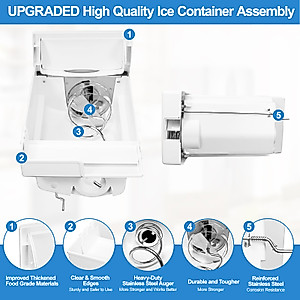 Upgraded 241860803 Refrigerator Ice Bucket Compatible with Frigidaire Ice Maker Replacement Ice Bin Container Auger Assembly AP4300918 LFSS2612TF0 FFSS2615TS0 FFHS2611PFEA LFSS2612TE0 Ice Maker Parts