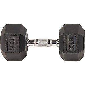 Fitvids Sporzon! Rubber Encased Hex Dumbbell, Single, Black