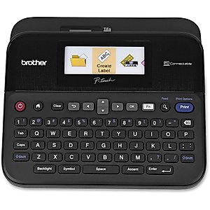 Brother P-Touch Label Maker, PC-Connectable Labeler, PTD600, Color Display, High-Resolution PC Printing, Black, Black/Gray