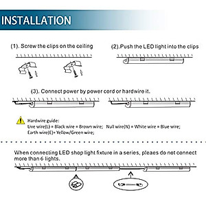 (Pack of 2) Barrina 4ft 45 Watt Extendable Utility LED Shop Light Workbench Light 6500K Super Bright White 4500lm 300W Equivalent Built-in ON/Off Switch Frosted Linear LED Light Bar