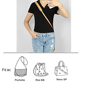 OULARIO Vachetta Leather Adjustable Crossbody Strap for Pochette Small Bags Favorite Mini NM Eva PM MM (Vachetta Leather Strap with Shoulder pad)
