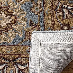 SAFAVIEH Heritage Collection Accent Rug - 2' x 3', Blue & Gold, Handmade Traditional Oriental Wool, Ideal for High Traffic Areas in Entryway, Living Room, Bedroom (HG958A)