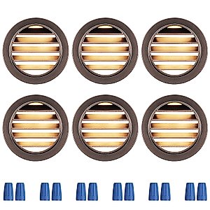 LEONLITE Low Voltage LED Deck Lights, 3W CRI90 12-24V AC/DC Landscape Step Stair Railing Light, IP65 Waterproof Aluminum Surface Mount Louvered Stair Light, 3000K Warm White, Bronze, Pack of 6