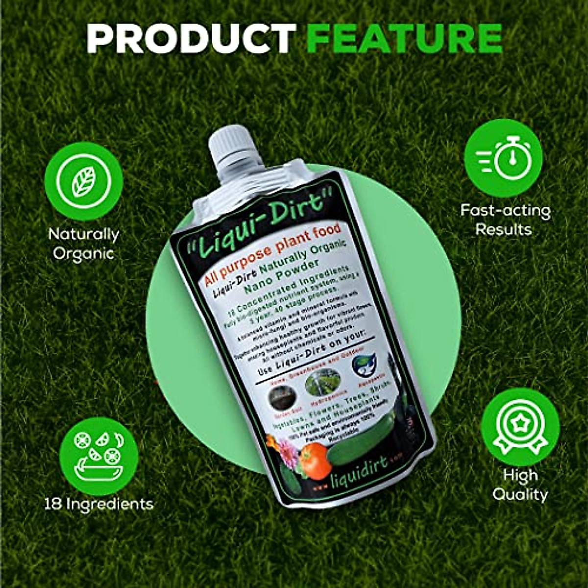 Liqui-Dirt Nano Powder All-Purpose Organic Complete Plant Food -18 Balanced Super Foods Blend of Vitamins Minerals Micro-Fungi and Bio-Organisms (50 Gallons)