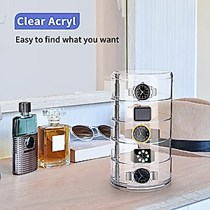 Clear Plastic Small Jewelry Organizer, 5-Layers Rotatable Jewelry Storage Box with Lid for Hair Accessories & Beauty Supplies Earrings Necklaces Bracelets (Clear-5-Layers)