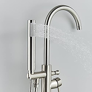 𝐕𝐨𝐭𝐚𝐦𝐮𝐭𝐚 𝐅𝐥𝐨𝐨𝐫 𝐌𝐨𝐮𝐧𝐭 𝐁𝐚𝐭𝐡𝐭𝐮𝐛 𝐅𝐚𝐮𝐜𝐞𝐭 𝐅𝐫𝐞𝐞𝐬𝐭𝐚𝐧𝐝𝐢𝐧𝐠 𝐓𝐮𝐛 𝐅𝐢𝐥𝐥𝐞𝐫 Brushed Nickel Standing Shower Faucets with Handheld Shower Swivel Spout Mixer Taps