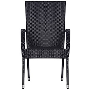 WHOPBXGAD 7 Piece Patio Dining Set Rattan Chair,Gardens Patio Furniture,Oak Patio Furniture Set,Sui for Gardens, lawns, terraces, poolsides, patios,Black