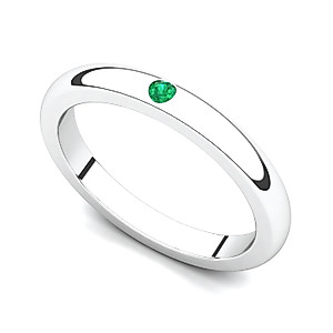 Juno Jewelry 18k White Gold Bezel set Emerald Band Ring, 5