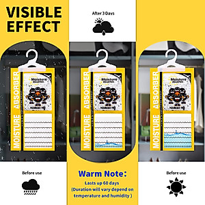 ZSZMFH 15 Pack Moisture Absorber & Max Odor Eliminator Hanging Bag, Charcoal Smell Remove Damp Musty Smell,Hanging Closet Dehumidifier Bags with 25g of Activated Charcoal (220g/pack) Yellow