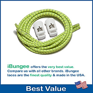 IBUNGEE LACES (Elastic No Tie Shoelaces (Reflective), (Yellow, 38-Inch)