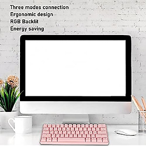 Kafuty-1 Mechanical Gaming Keyboard 60%, 61 Keys RGB Backlit Mini Ergonomic Wireless/Wired Bluetooth Keyboard, for PS4 PC Mac Gamer, Typist, Travel (Green axis)