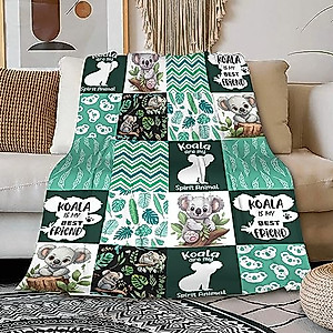 Koala Blanket Leaf Blanket Super Soft Cozy for Couch Bed Travel Koala Gifts for Girls Boys Women Men Green Stripe Blanket Suitable for All Seasons 40"x50"for Kids/Child