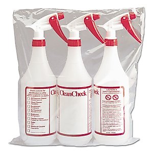 Boardwalk 03010 Trigger Spray Bottle, 32 oz, Clear/Red, HDPE, 3/Pack