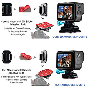 MiPremium Adhesive Mount Kit Sticky Pads for GoPro Hero 11 10 9 8 7 6 5 4 Black Silver Session Cameras. Flat & Curved Helmet Mounting Attachment Accessories for Go Pro Other Action Camera (10 Pack)