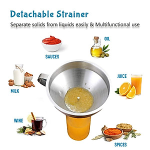 Kitchen Funnel for Filling Bottles, 304 Stainless Steel Food Funnels with Strainer and 200 Mesh Filter, Metal Funnel Set for Transferring Canning Oil Coffee
